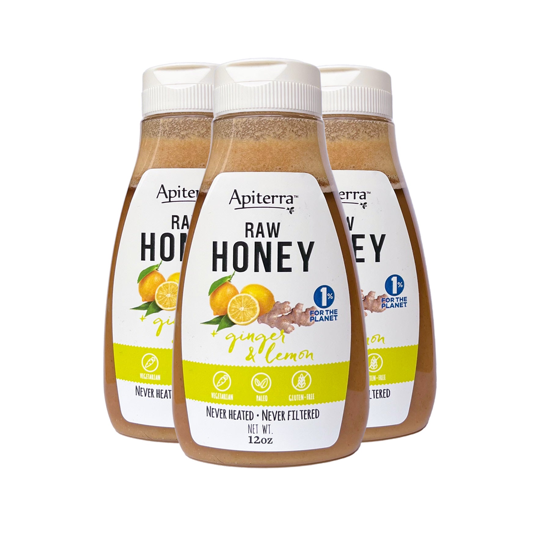 Raw Honey with Lemon & Ginger, 12 oz (pack of 3) – Apiterra, Inc